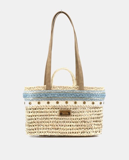 Mala Shopper de Palma Natural Atada e Combinada com Franjas e Ráfia ...