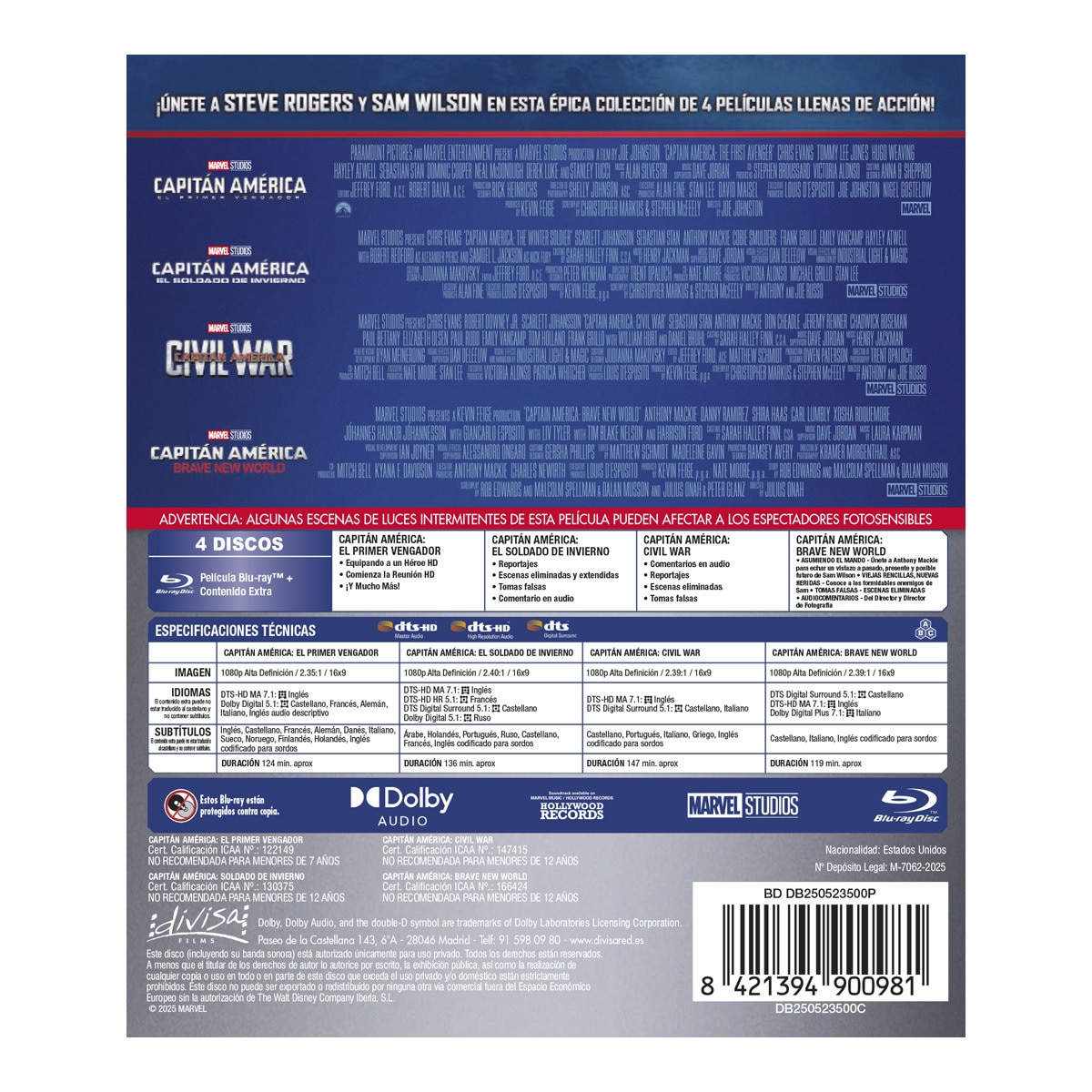 Capitán América: Colección 4 películas (Blu-Ray) · DIVISA RED S.A. · El Corte Inglés