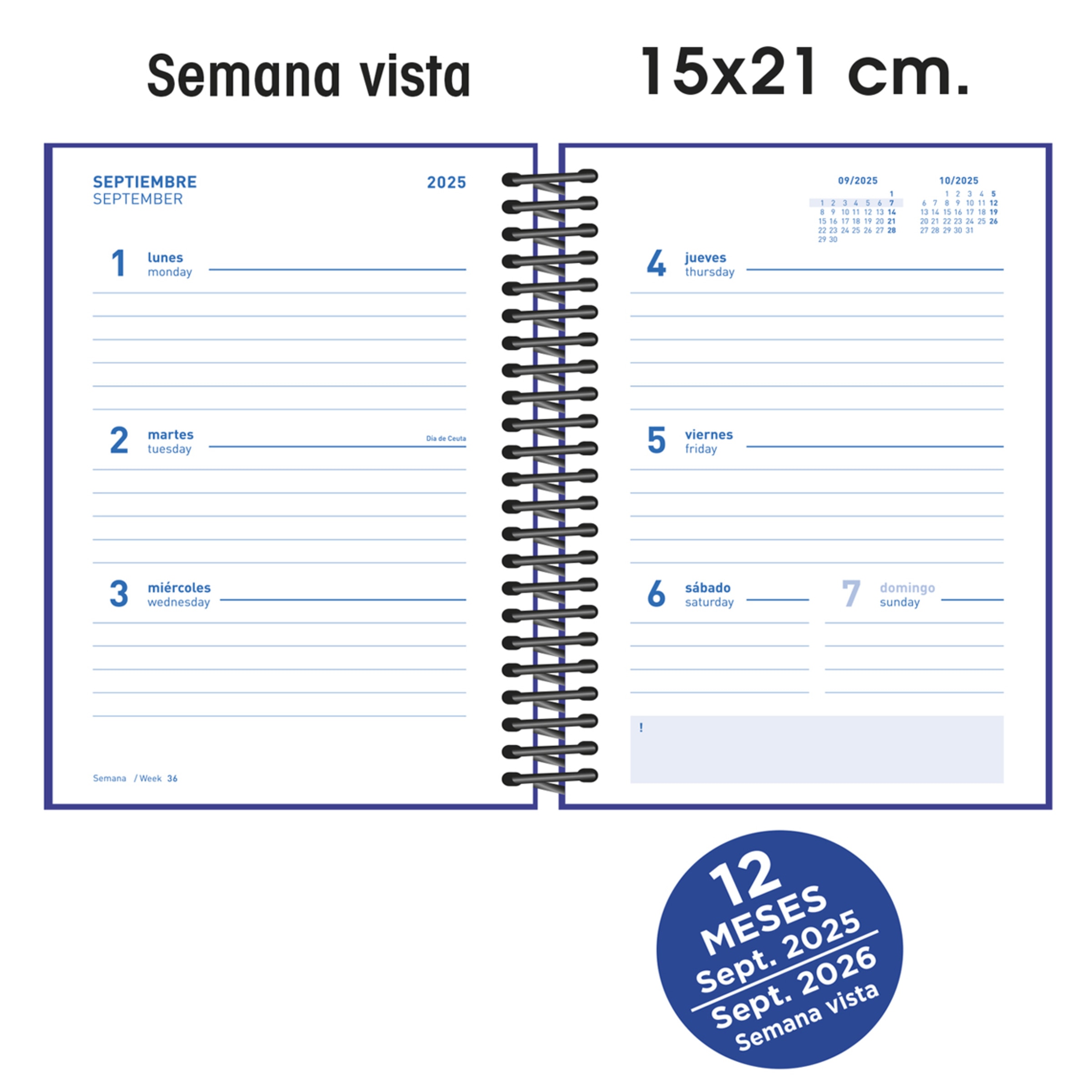 Agenda escolar 2025-2026 Semana a la vista A5 Junior Rosa Unicolor ...