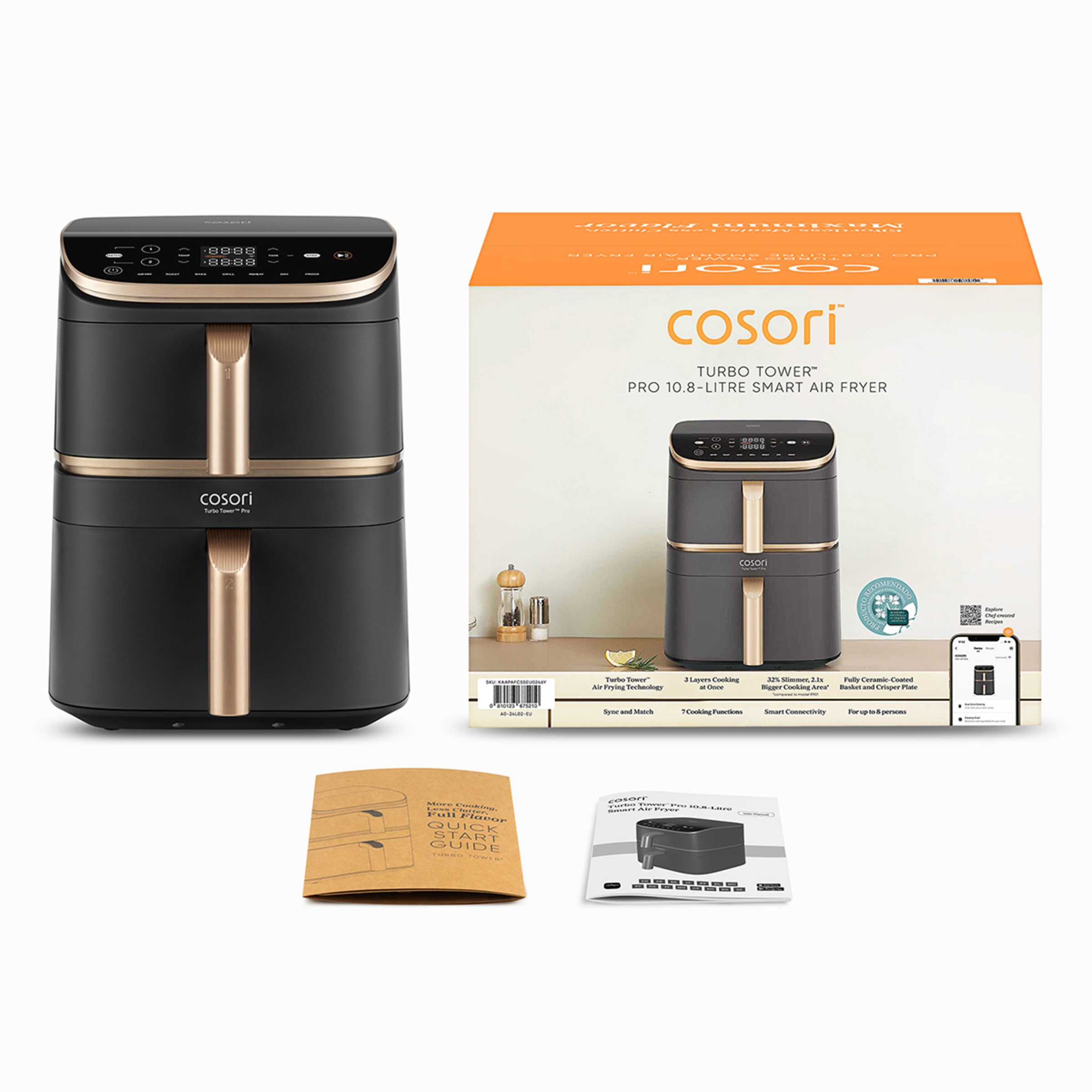 Freidora de Aire Cosori Turbo Tower Pro Smart Chef Edition 10,8L con ...