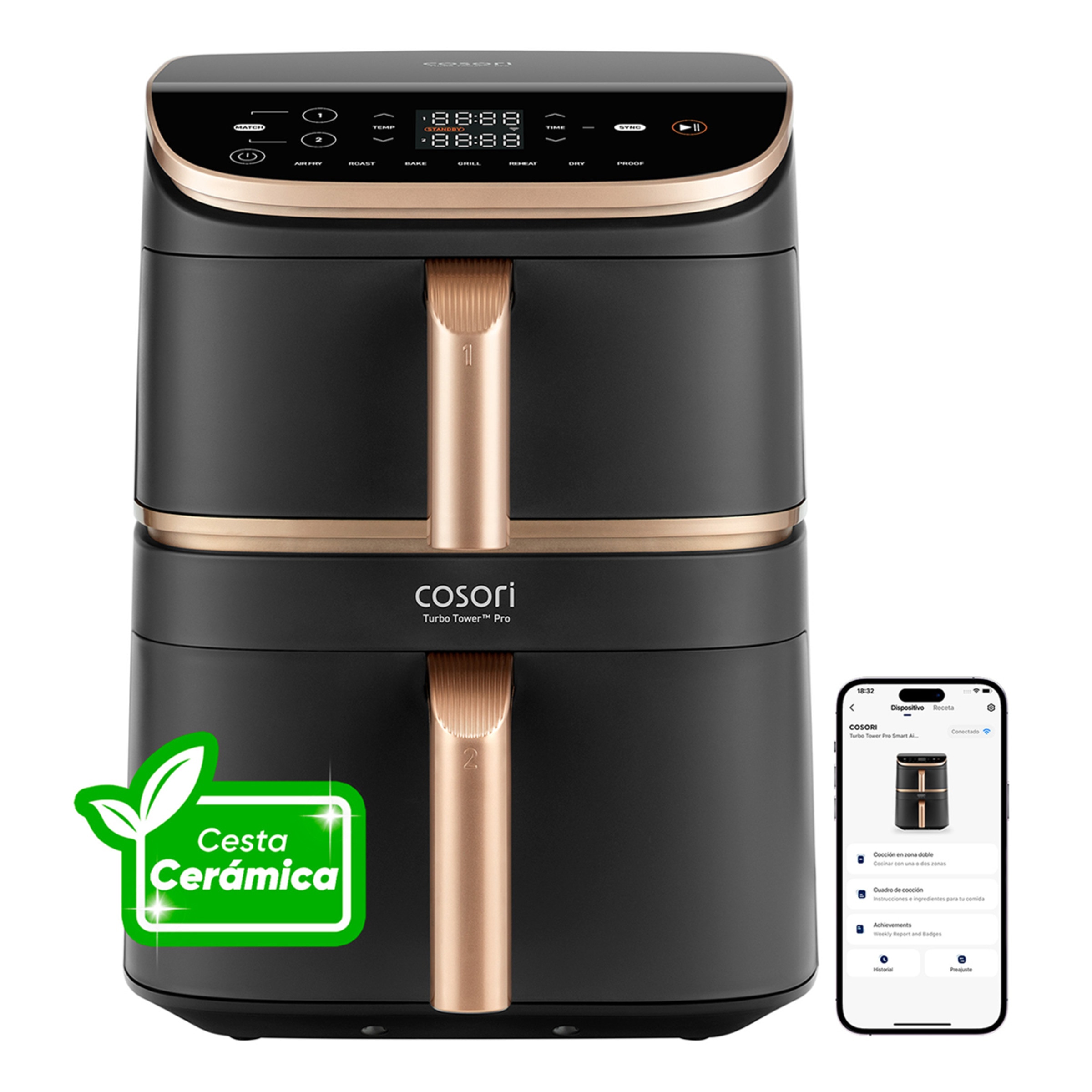 Freidora de Aire Cosori Turbo Tower Pro Smart Chef Edition 10,8L con ...