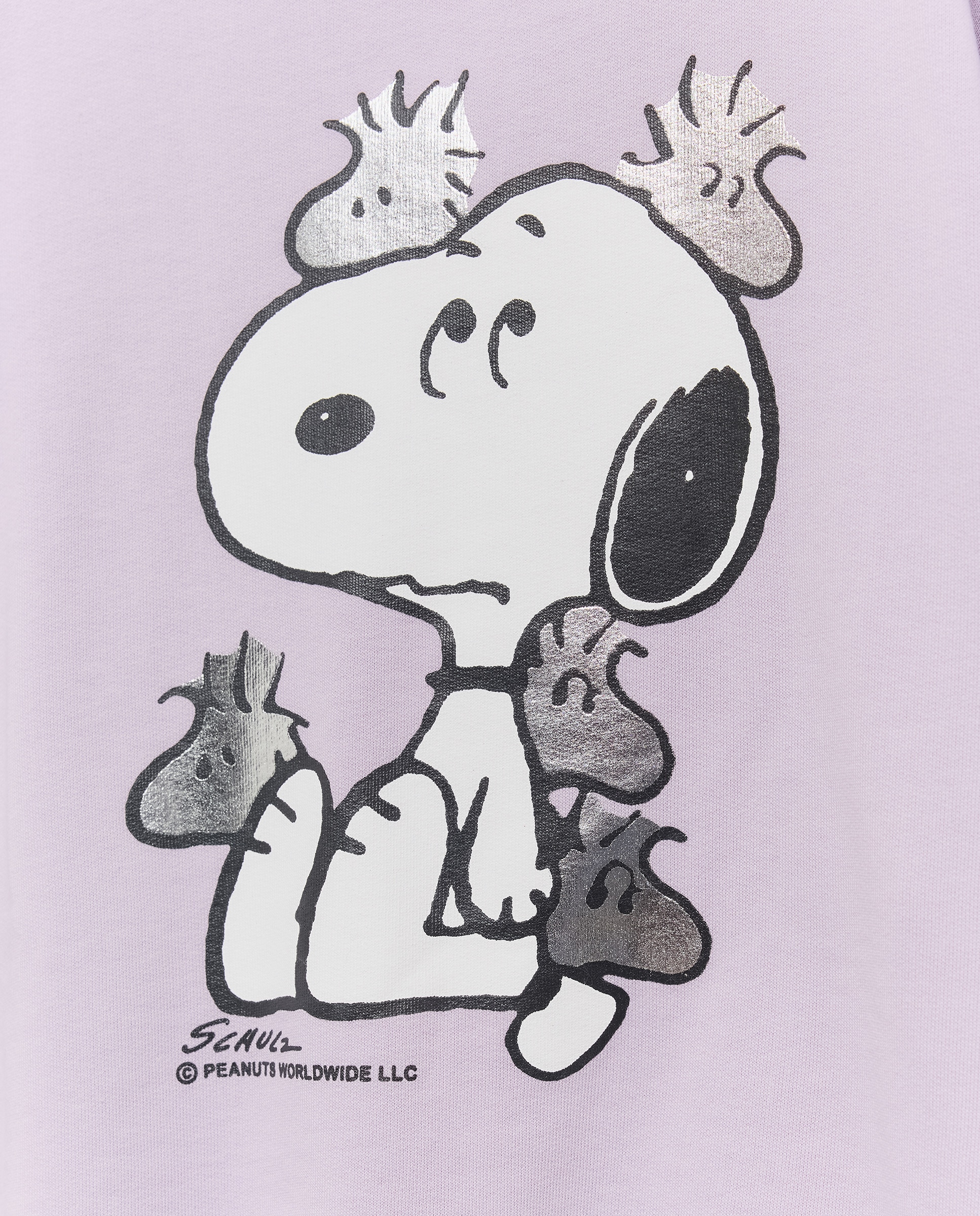 Sudadera licencia cuello caja posicional Snoopy con Woodstock en foil ...