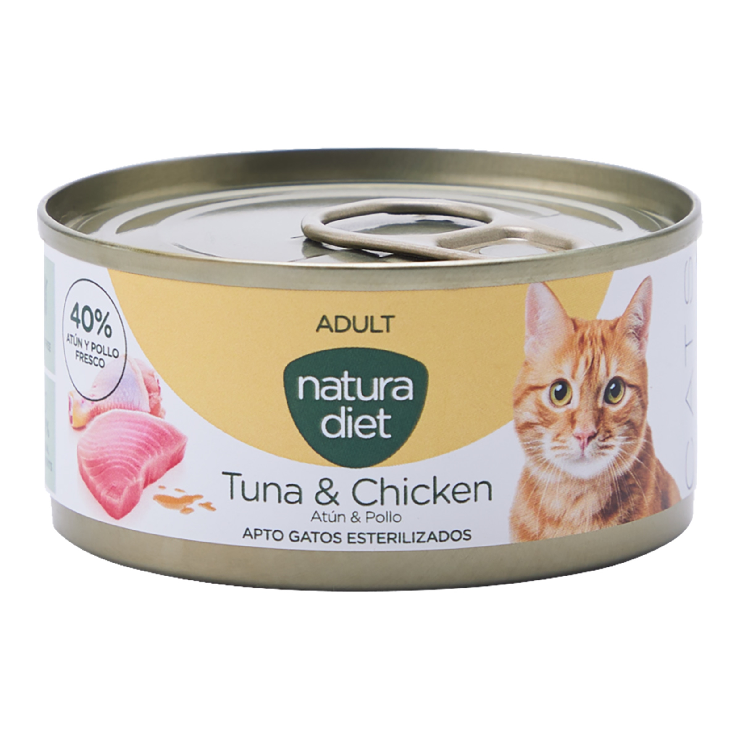 Comida húmeda para gatos adultos Natura Diet paté atún y pollo 85 g ...