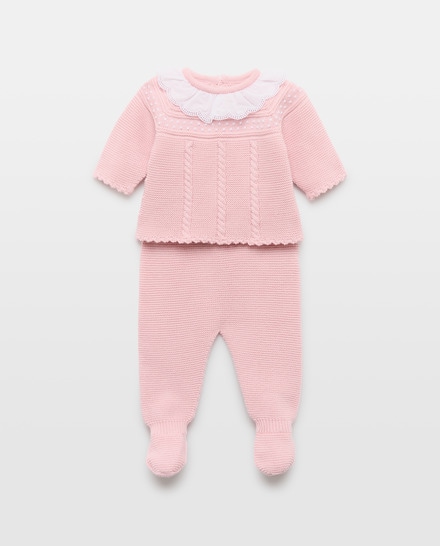 Conjunto de Tricot de 2 Peças com Gola com Fantasia Relevos e Malha do ...