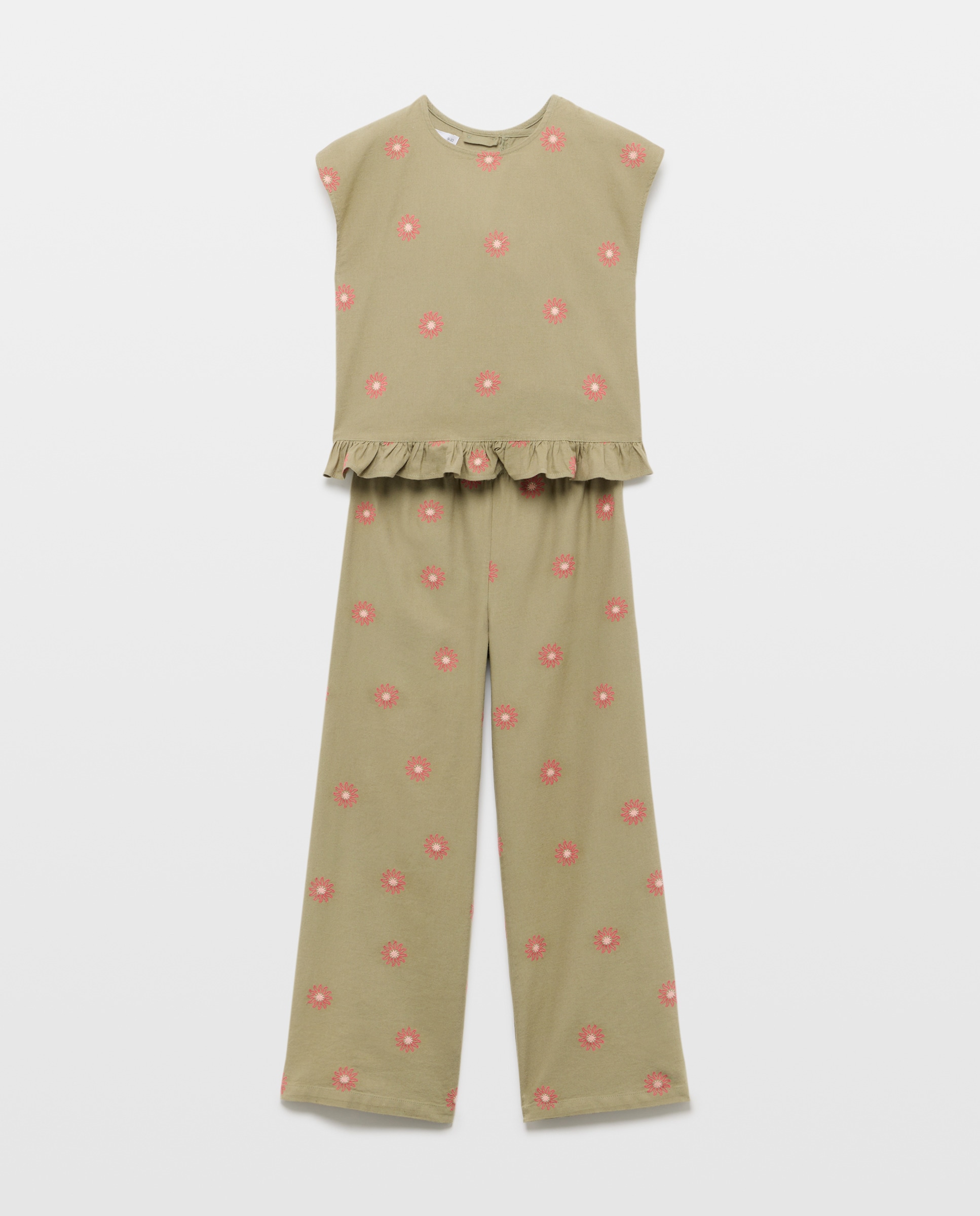 Conjunto largo de niña con soles bordados Verde Kids El Corte Inglés ...