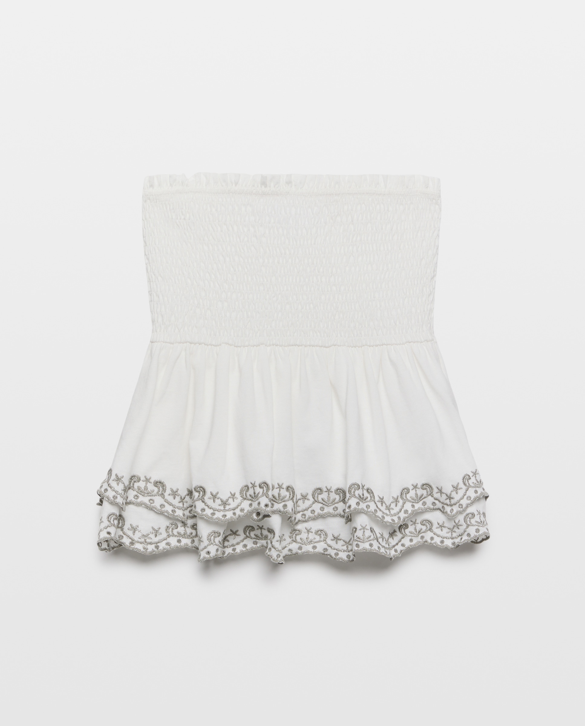 Top de mujer palabra de honor smock bordado Blanco Green Coast · El ...