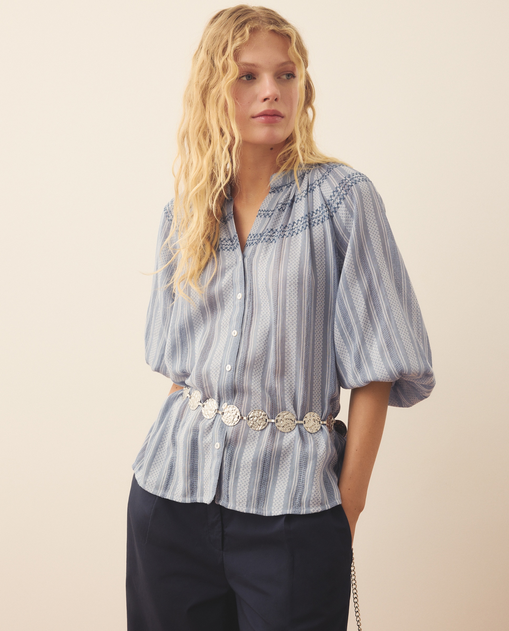 Blusa básica rayas smooking de mujer Azul Southern Cotton · El Corte Inglés