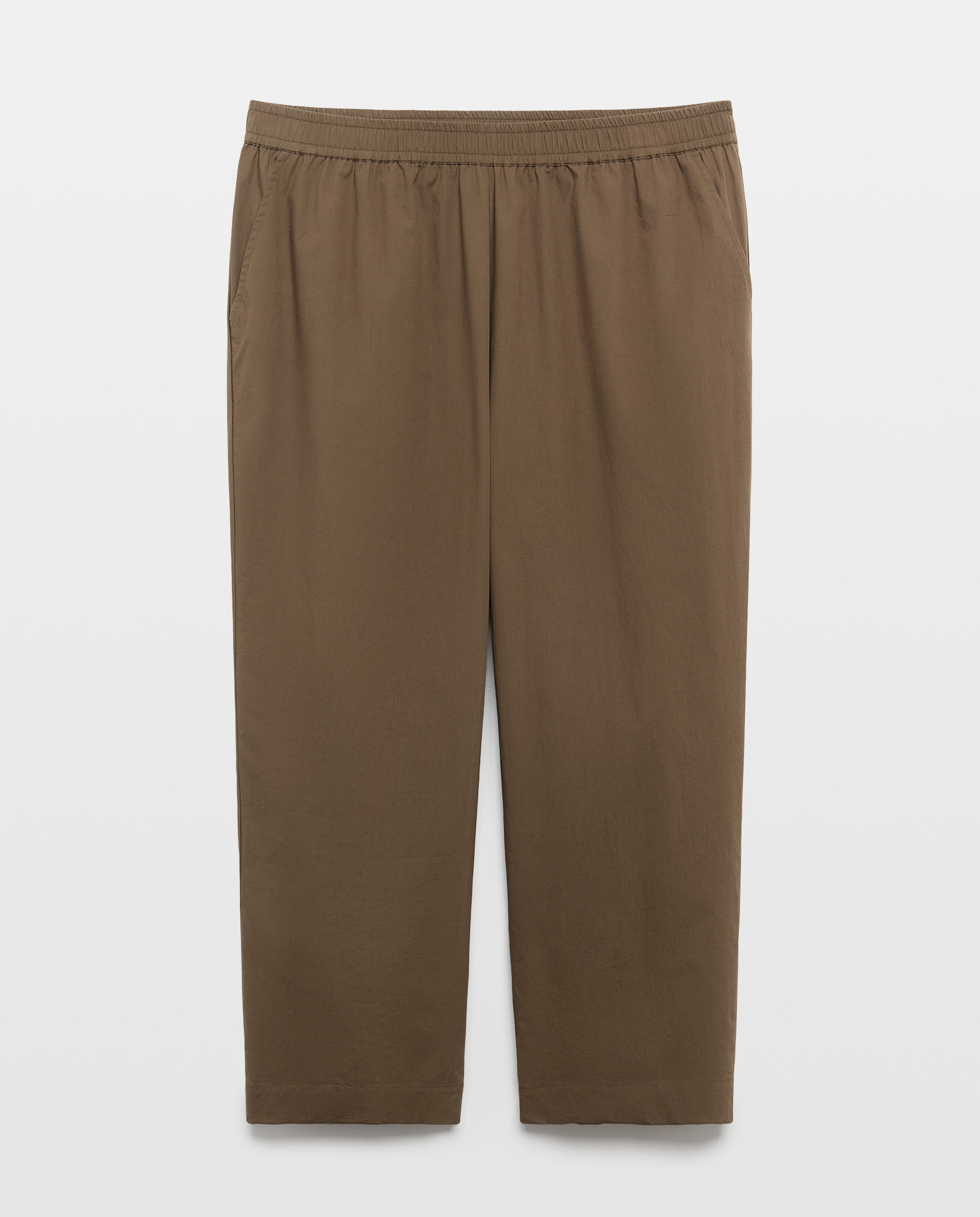 Pantalón recto de mujer realizado en popelín 520 Kaki Couchel · El ...