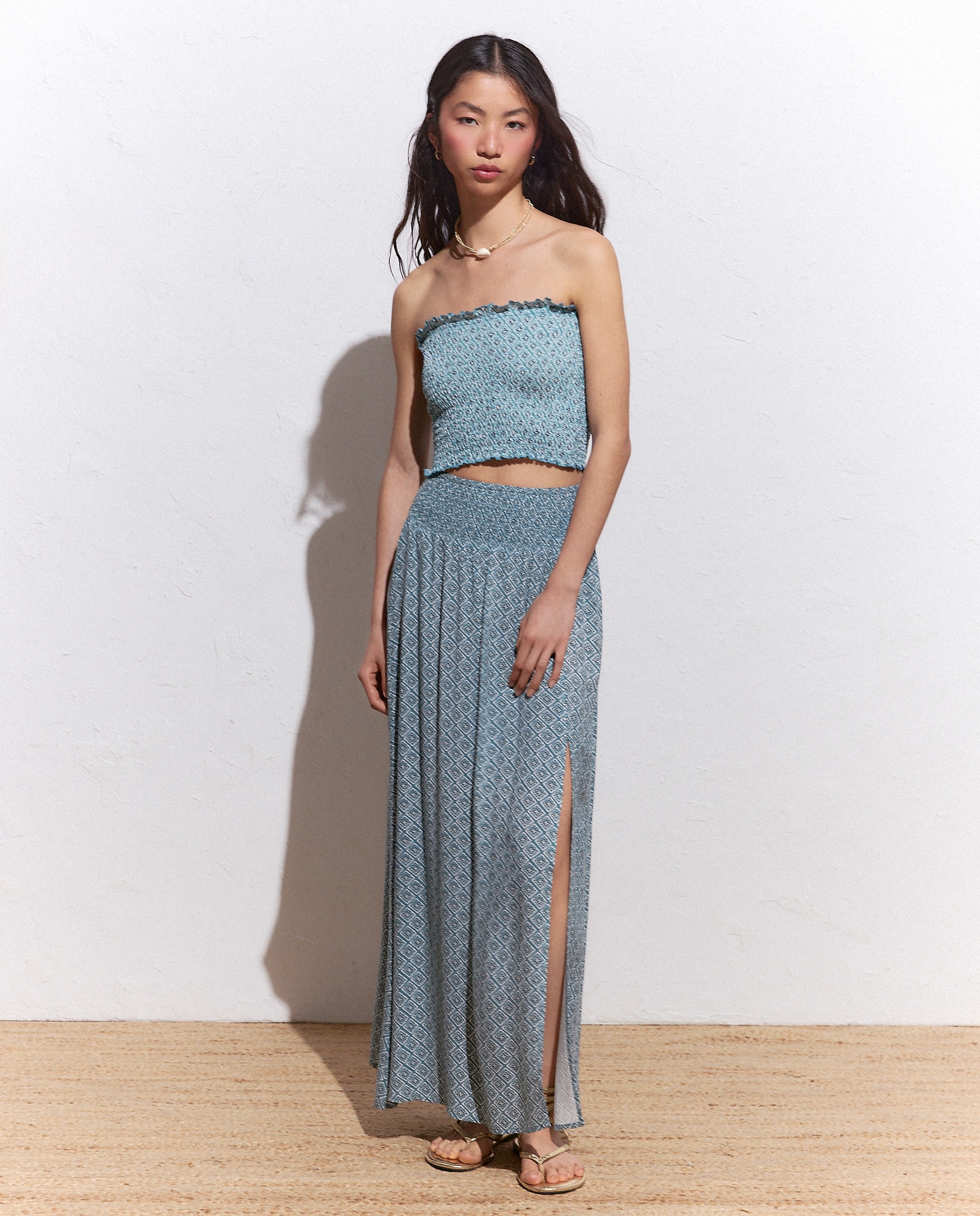 Falda larga print botones Green Coast · El Corte Inglés