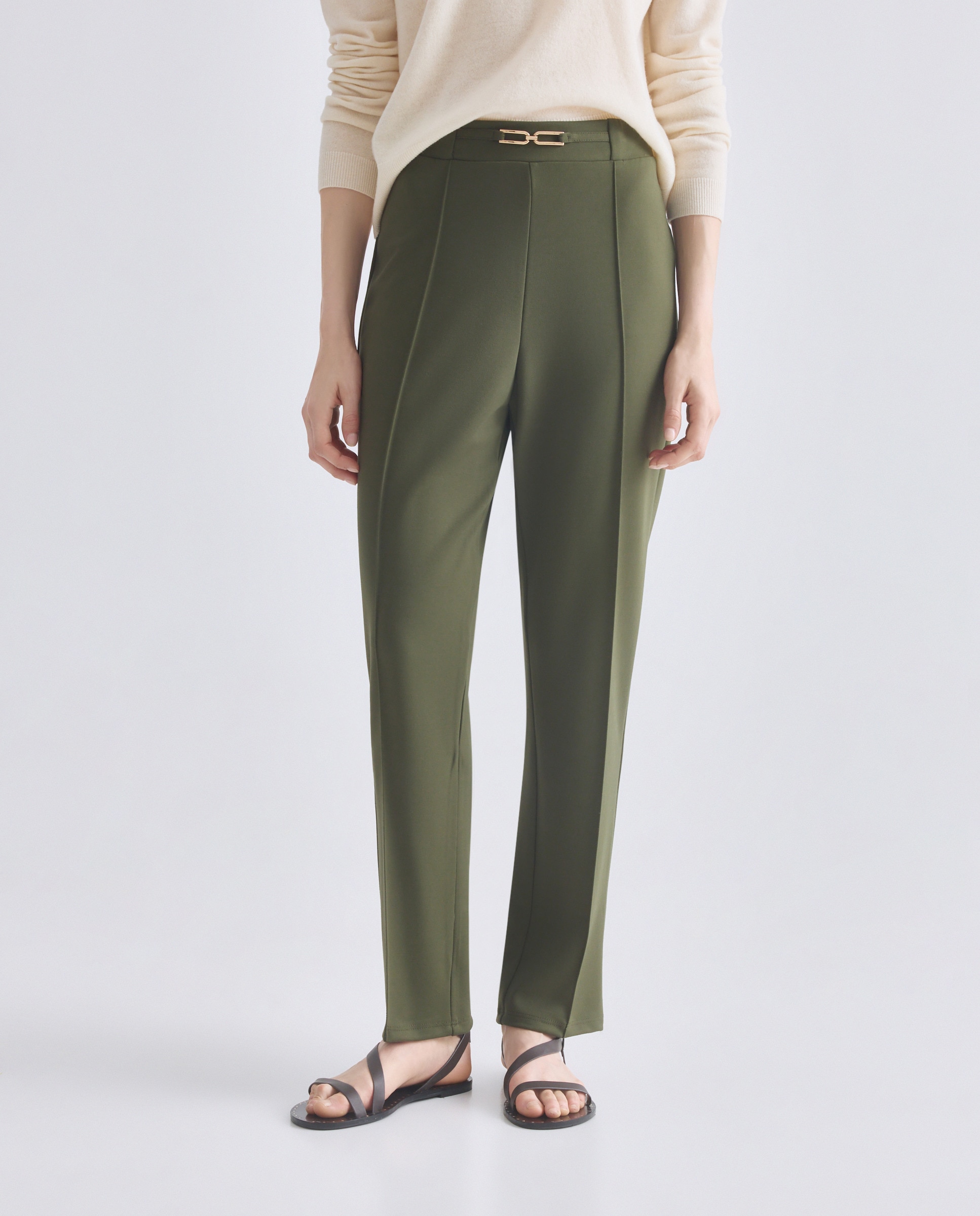 Pantalón de mujer liso goma cinturilla Kaki Zermatt · El Corte Inglés