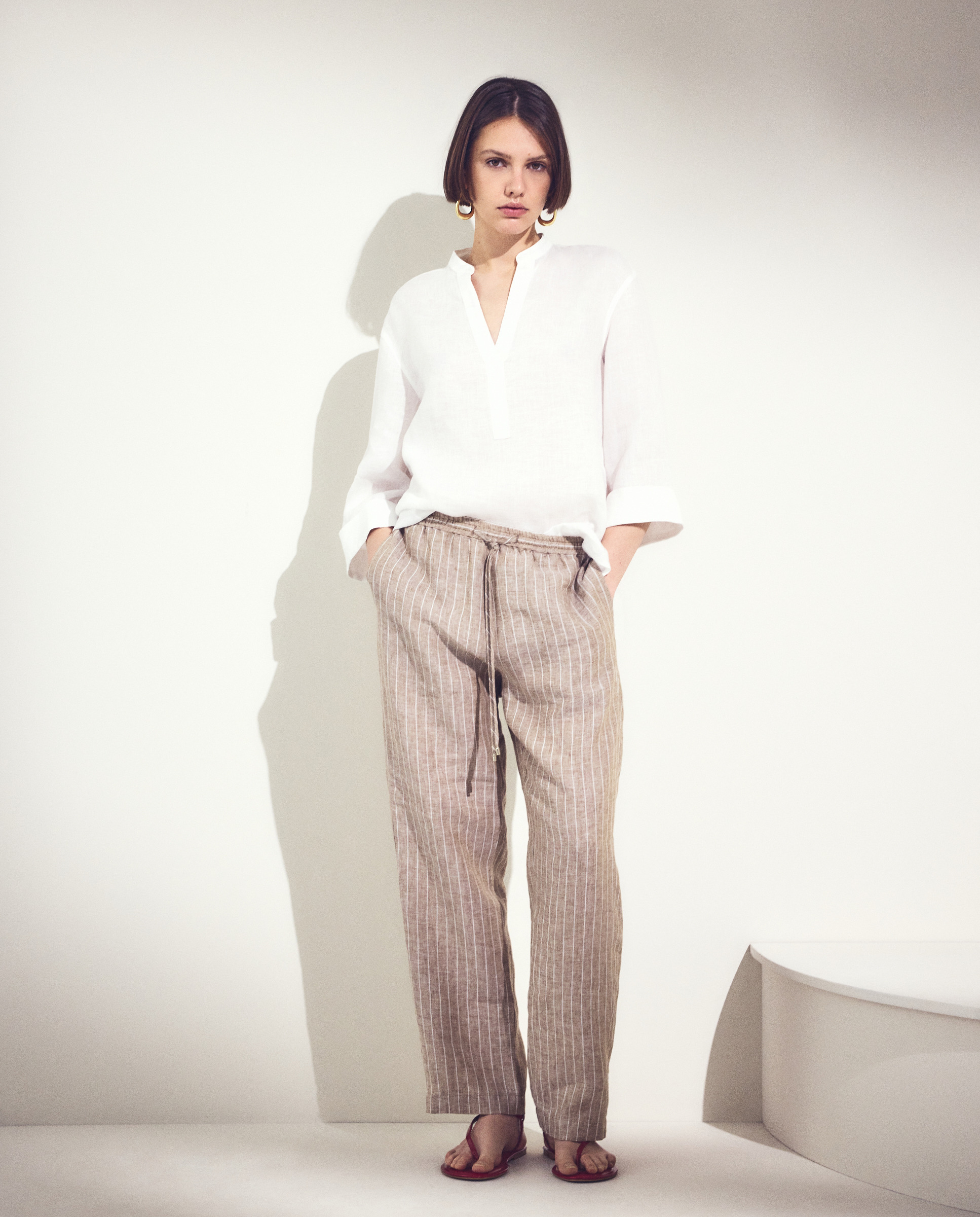 Túnica de mujer lino 3/4 desmentido Blanco Woman El Corte Inglés · El ...